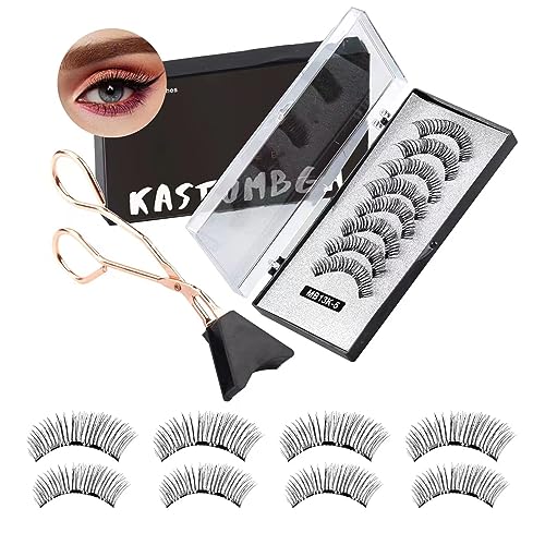 Dual Magnetic Eyelashes, Magnets False Eyelashes NO Eyeliner or Glue Needed, Natural Lashes 3D Effect Fake Eyelashes 2 Pairs Pack with Tweezers