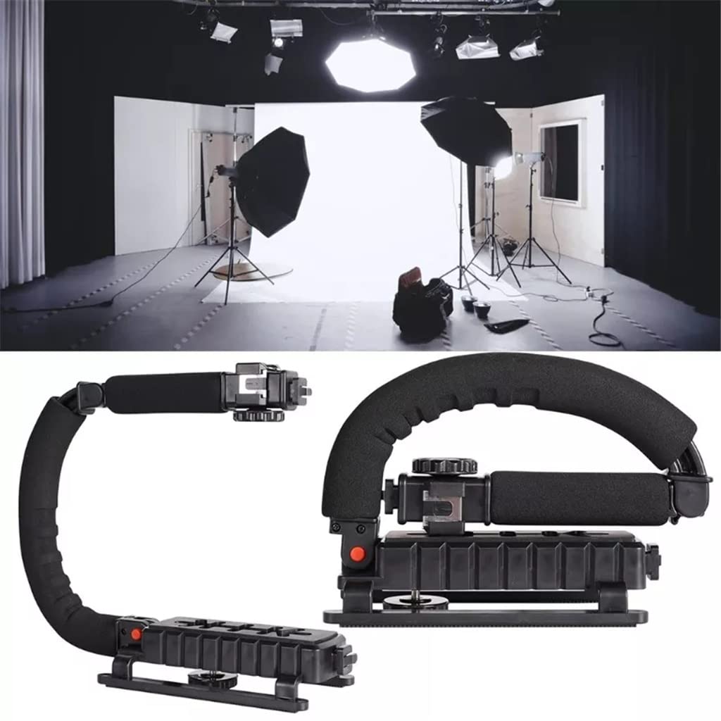 DSFEOIGY Camera Smartphone Stabilizer Adjustable Handle Grip Handheld Video Rig Universal (Color : Black, Size : 14.5X20X2cm)