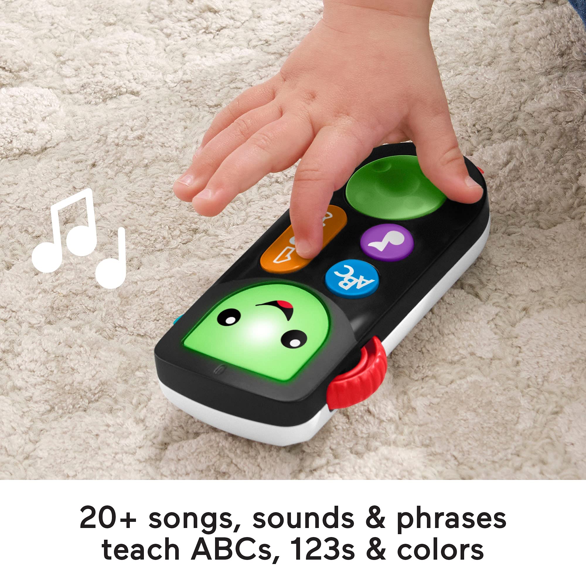 Fisher-Price Pretend Video Game Controller Baby Toy with Music Lights and Learning Songs & Laugh & Learn Stream & Learn Remote, Electronic Pretend TV Remote Toy with Lights and Educational Content