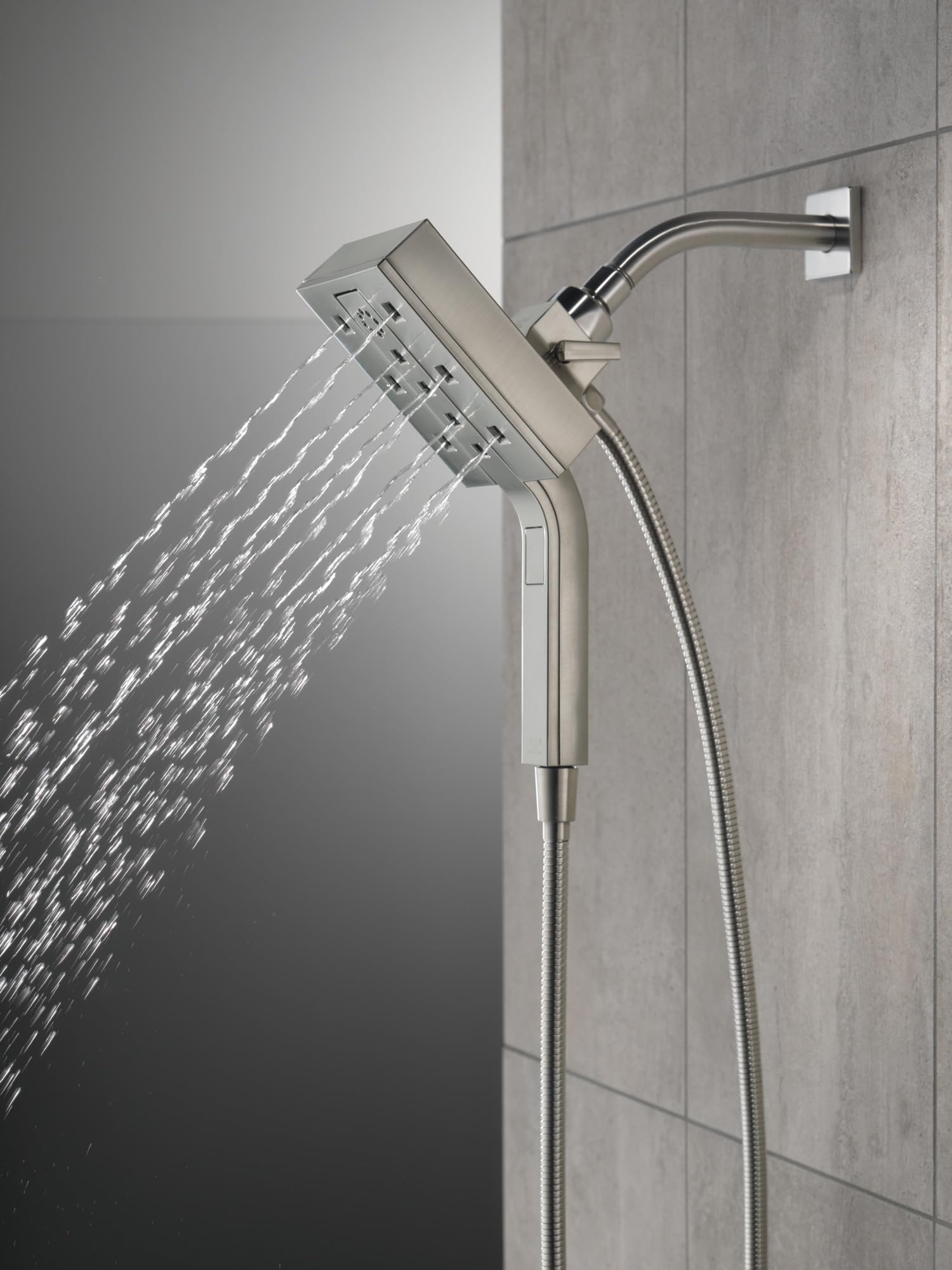 Delta Faucet 4-Spray Touch-Clean H2Okinetic In2ition 2-in-1 Dual Hand Held Shower Head with Hose and Magnetic Docking, Stainless 58473-SS