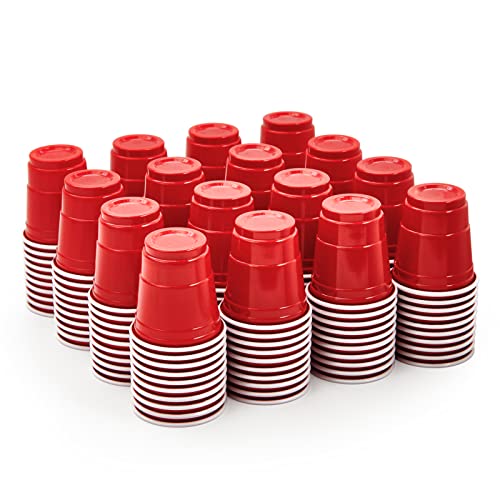 Lilymicky 1080 PACK 2 oz Plastic Shot Glasses, Red Disposable Plastic Cups, Mini Red Shot Cups, 2 oz Party Cups for Jello Shots and Tasting