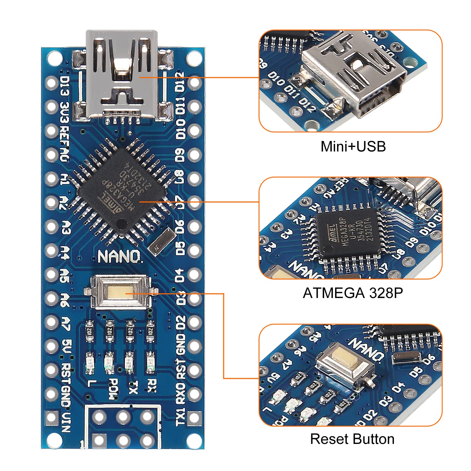 DWEII 6pcs Nano I/O Expansion Sensor Shield Compatible with Arduino UNO R1 Nano 3.0 Duemilanove 2009