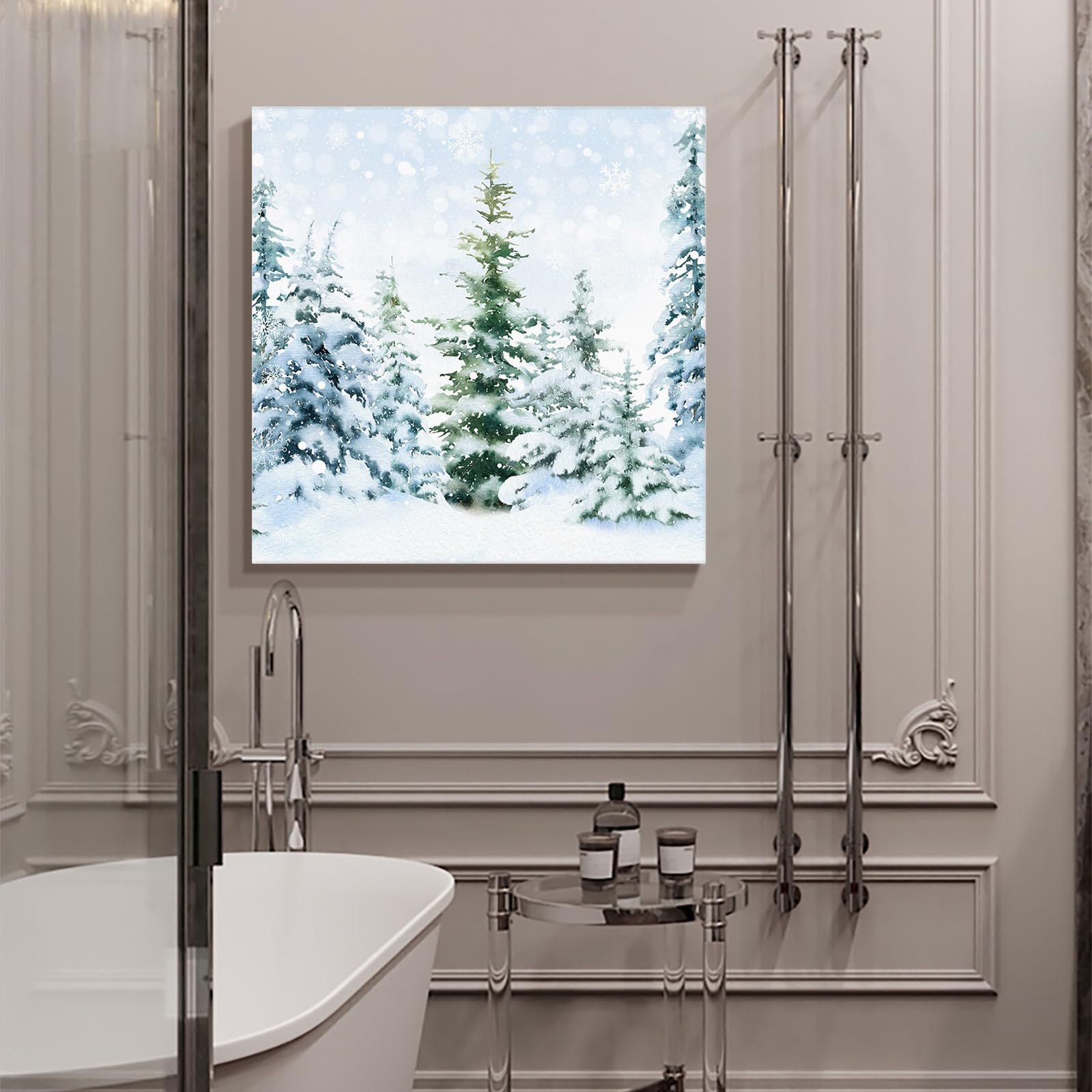 Christmas Canvas Wall Art Prints Painting Winer Snowy Tree Modern Frame Wall Decorative Artwork Ready to Hang for Living Room