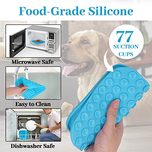 PatiencET Licking Mat for Dogs Cats 2 Pack, Dog Peanut Butter Lick Pad with Strong Suction Cups for Calming, Reduce Anxiety Boredom (Blue & Green)