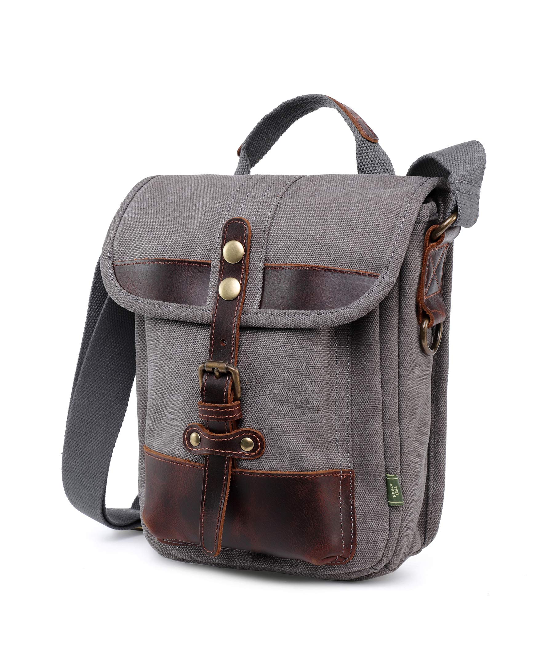 TSD Brand Valley Trail Canvas Crossbody Bag (Grey)
