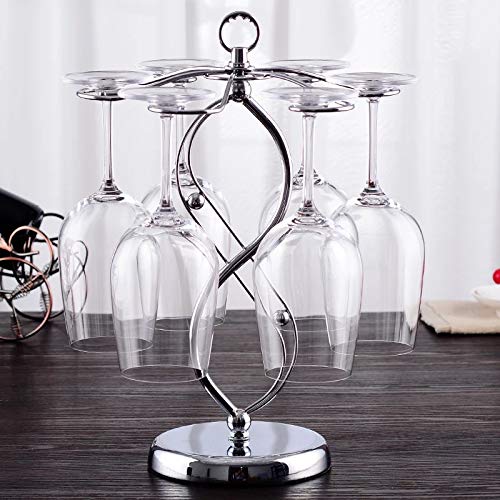 FIAMER Countertop Wine Glass Holder Stemware Rack Air Drying System Kitchen Bar Storage Rack Desktop Goblet Storage Rack Metal Glasses Display Stand⦠(15in*10.6in*5.9in)