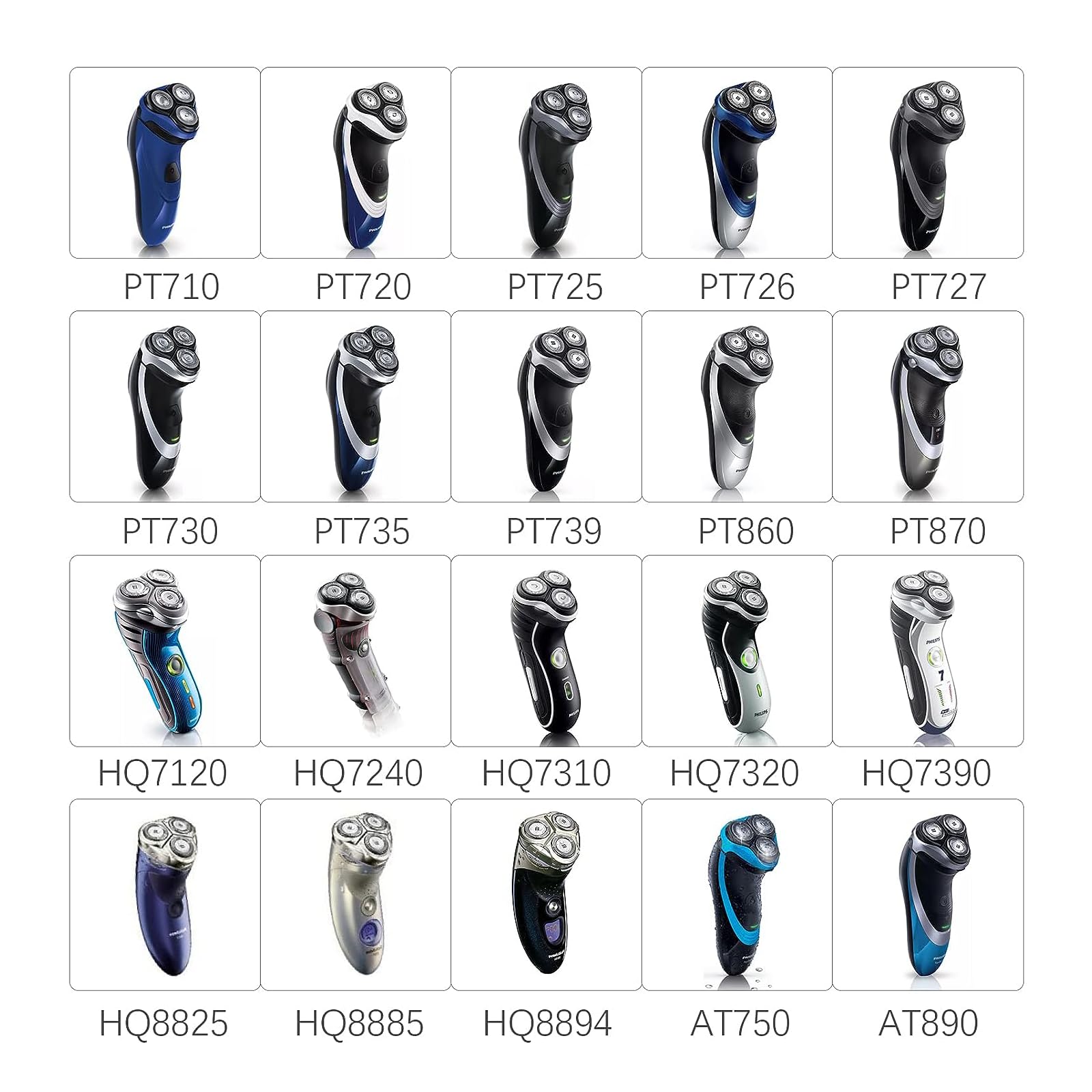 HQ8 Replacement Heads for Philips Norelco Aquatec Shavers, Razor Blades for AT810 AT880 PT720 Heads, 3PCS