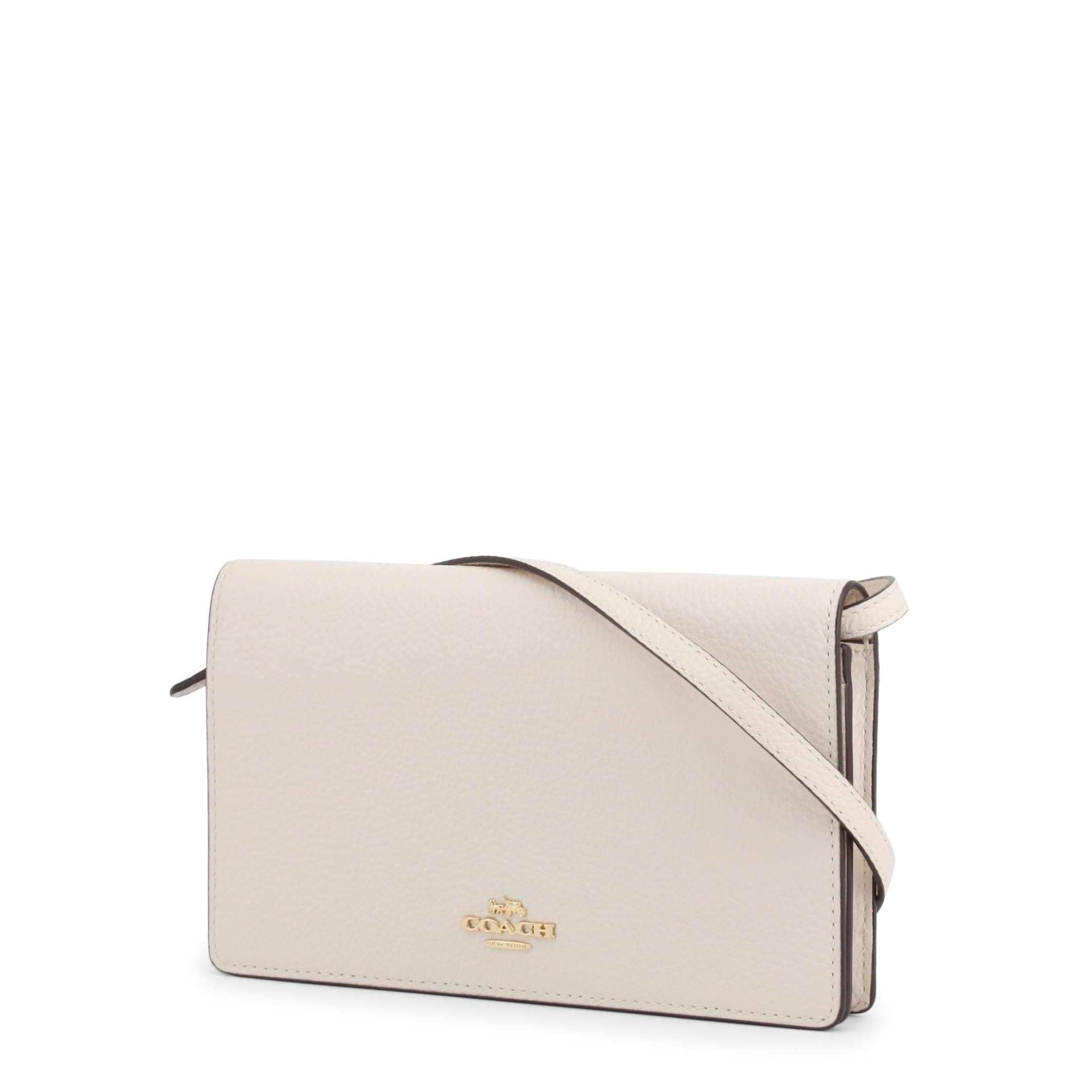 Coach Pebbled Leather Foldover Clutch Crossbody Bag (Chalk)
