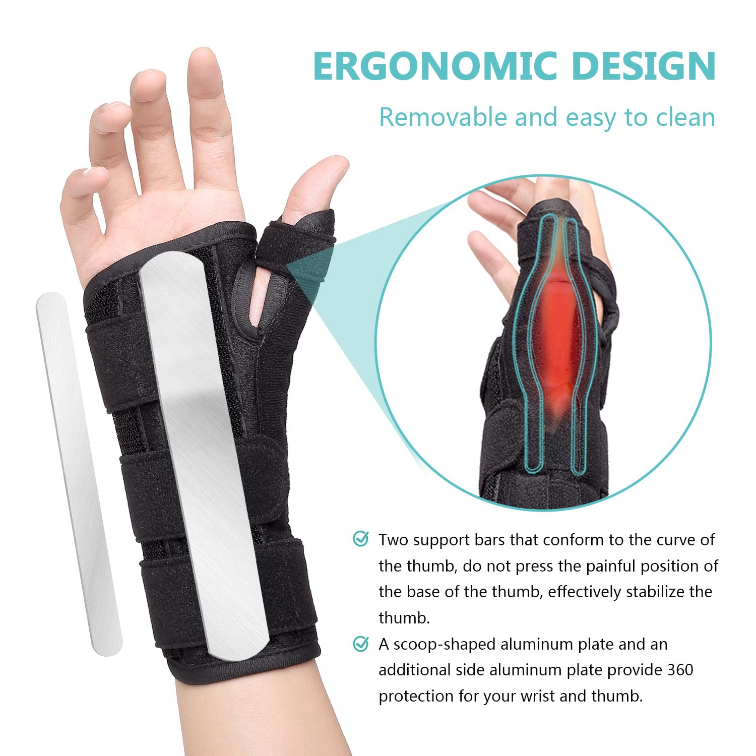 fibee Thumb Spica Splint & Wrist Brace, De Quervainâs Tenosynovitis Splint, Carpal Tunnel Wrist Brace with Thumb Stabilizer, Trigger Thumb Splint for Tendonitis, Arthritis, Sprains, Fits Men & Women