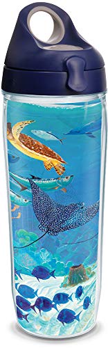 Tervis Made in USA Double Walled Guy Harvey Insulated Tumbler Cup Keeps Drinks Cold & Hot, 24oz Water Bottle, Ocean Scene