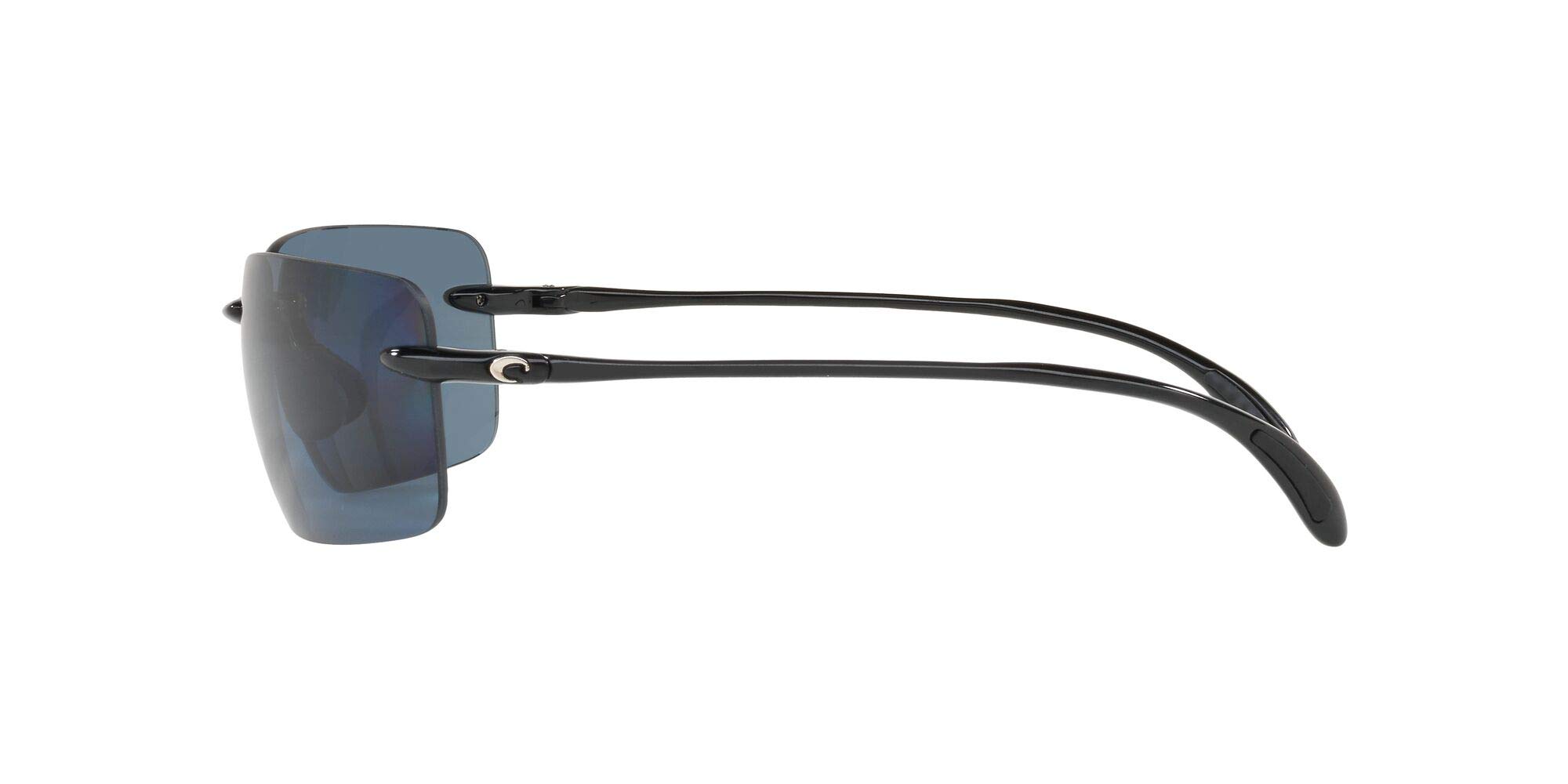 Costa Del Mar Mens Gulf Shore Rectangular Sunglasses, Shiny Black/Grey Polarized-580P, 66 mm