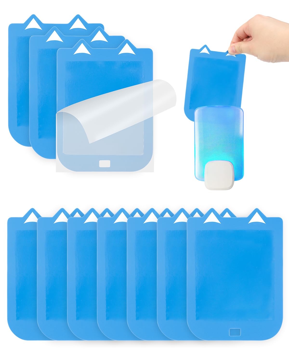 FLODTEAK 10 Pack Refill Cartridges for Raid Essentials Flying Insect Light Trap, Double Sided Plug-in Blue Light Replacement Insect Trap Glue Boards for Bugs Flies Gnats, FLK-2