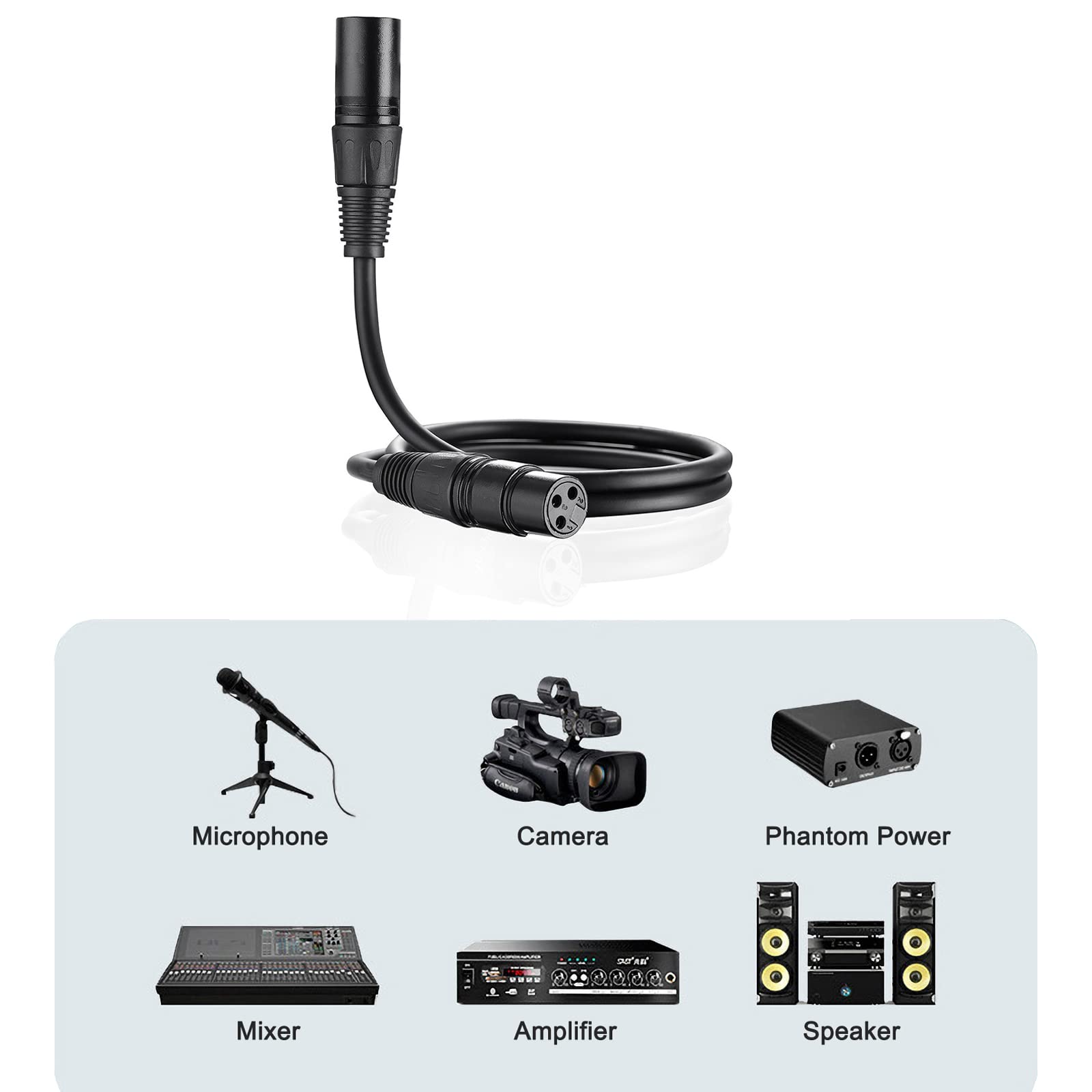 DteeDck XLR Cable 3ft, XLR Male to Female Microphone Cable 3 Pin, Balanced XLR to XLR Mic Cord for Microphone Speakers Mixer and Pro Devices