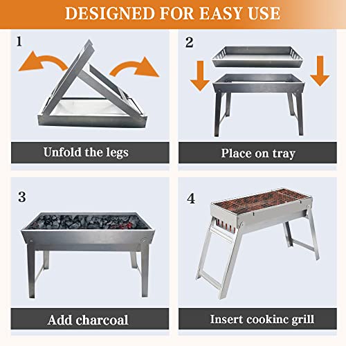 LYBOSH portable charcoal grill, 17.5" - With Handbag, multifunctional folding grill for travel, outdoor cooking and grilling, camping grill