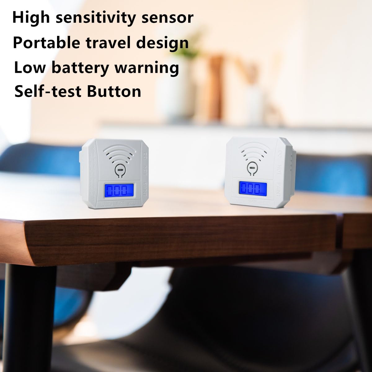 COOKSS Carbon Monoxide Detector 2 Pack,CO Gas Monitor Alarm with LCD Digital Display and Sound Warning,Battery Powered High Accuracy CO Alarm for Home,Office,Warehouse