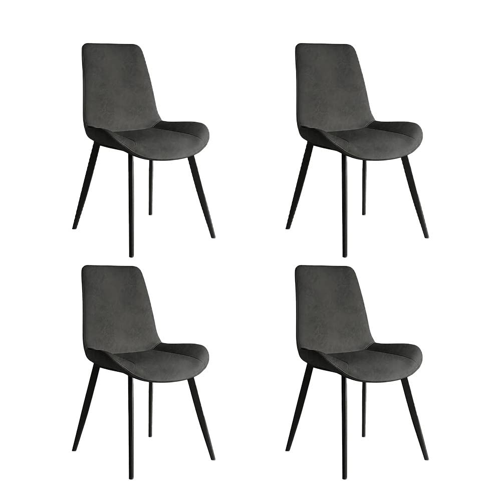 Dining Chairs Set of 4 with PU Cushion Mid Century Modern Metel Legs for Indoor Kitchen & Dining Room Chairs Comfortable Chairs Suitable for Home Coffee⦠(4, Gray)