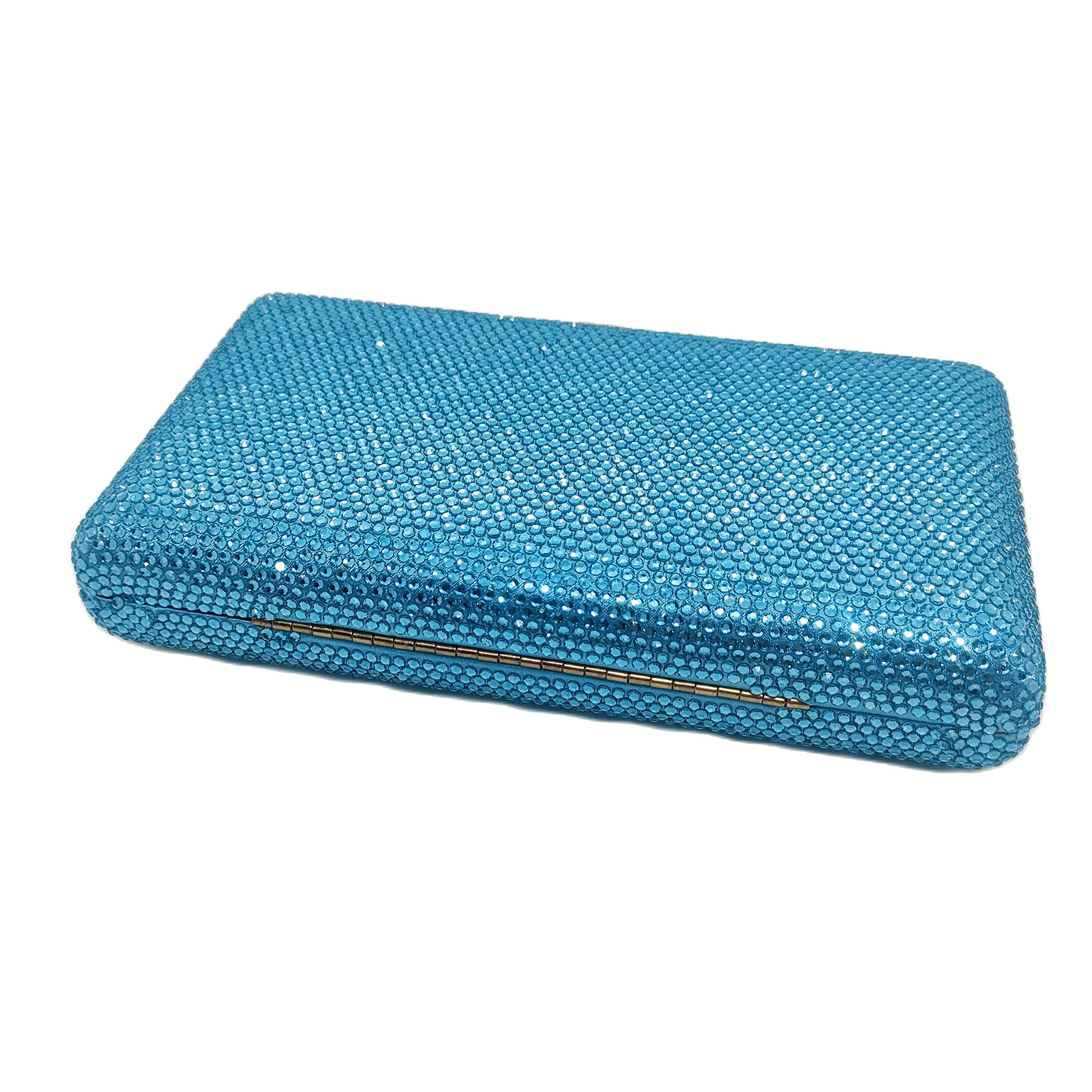 DG PEAFOWL Elegant Crystal Evening Bags Wedding Handbags Bridal Purse Women Box Clutch (sky blue)