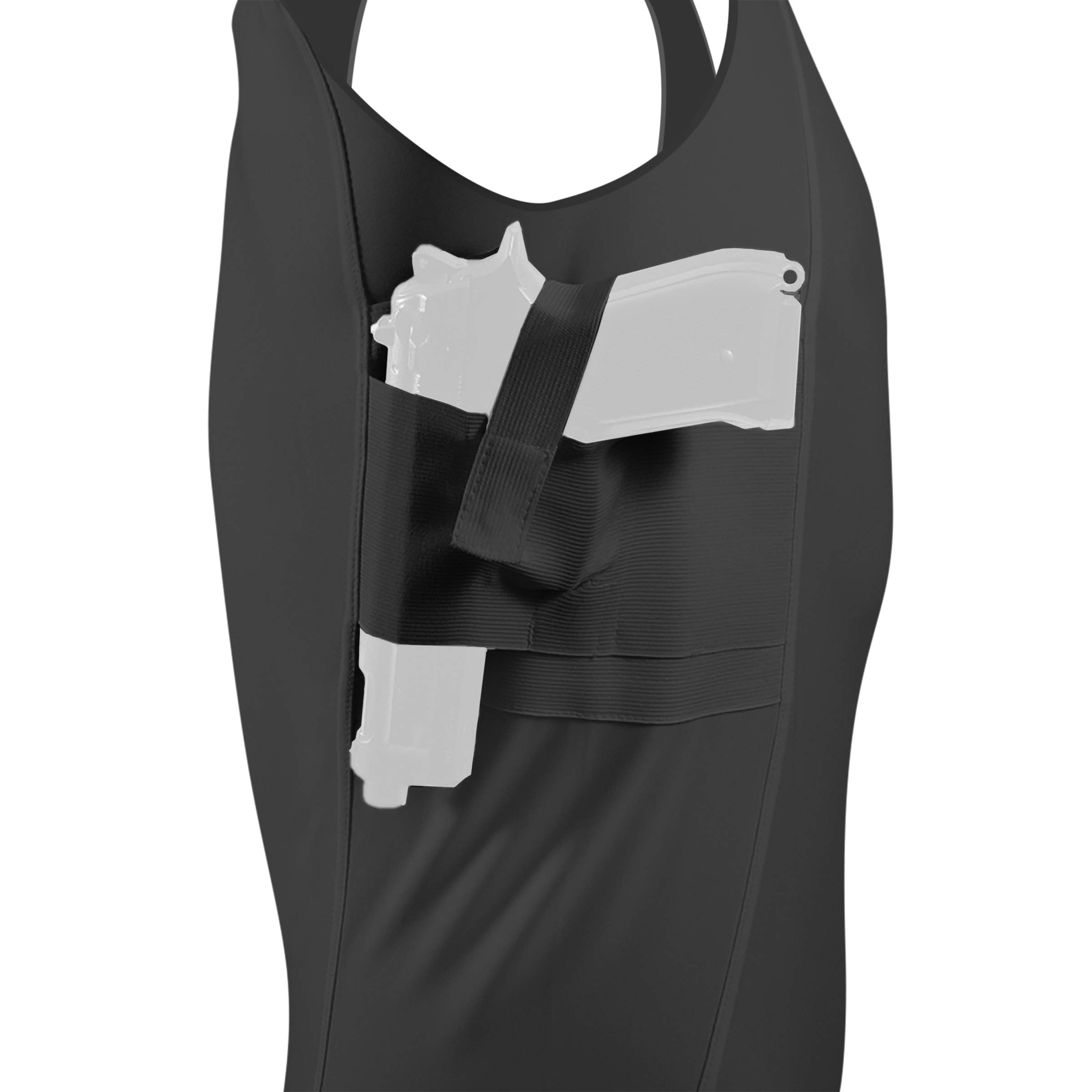 ConcealmentClothes Men’s Compression Undercover- Concealed Carry Holster Tank Top Shirt - 2 Pack- White and Black - X-Large