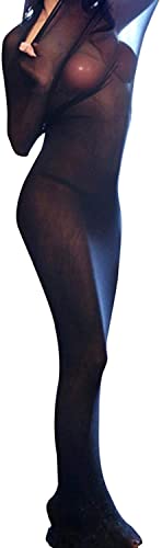 DUANYU Stocking Sleeping Bag for Full Body, Women's Opaque Microfibre Tights High Elastic Ultrathin Transparent Full Sleeping Bag Body Sock (Black)