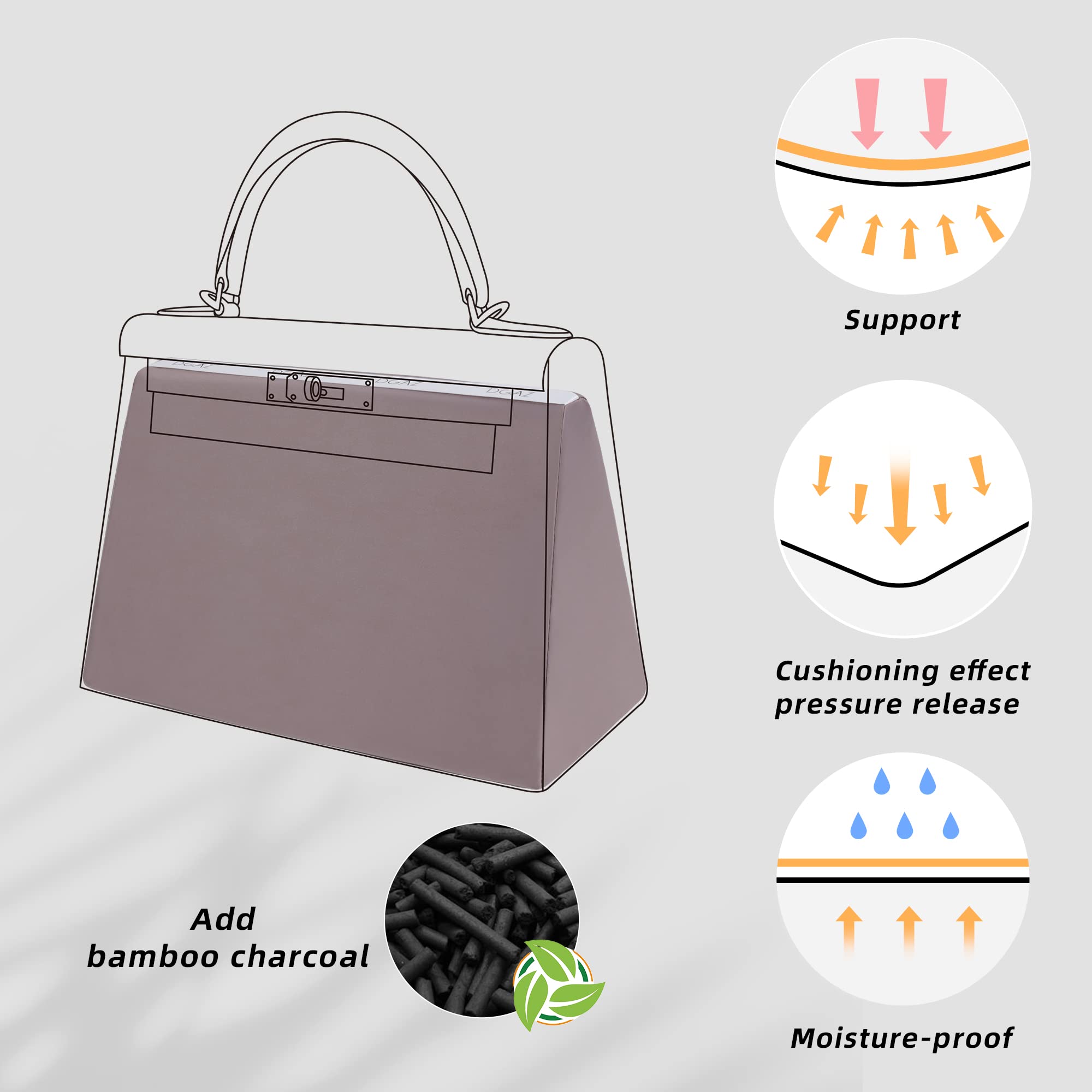 DGAZ Purse Pillow Insert for Luxury Handbags, Memory Foam, Silky Pillow Shaper for Kelly 25/28/32/35 Bags(Konjac purple, KL25)