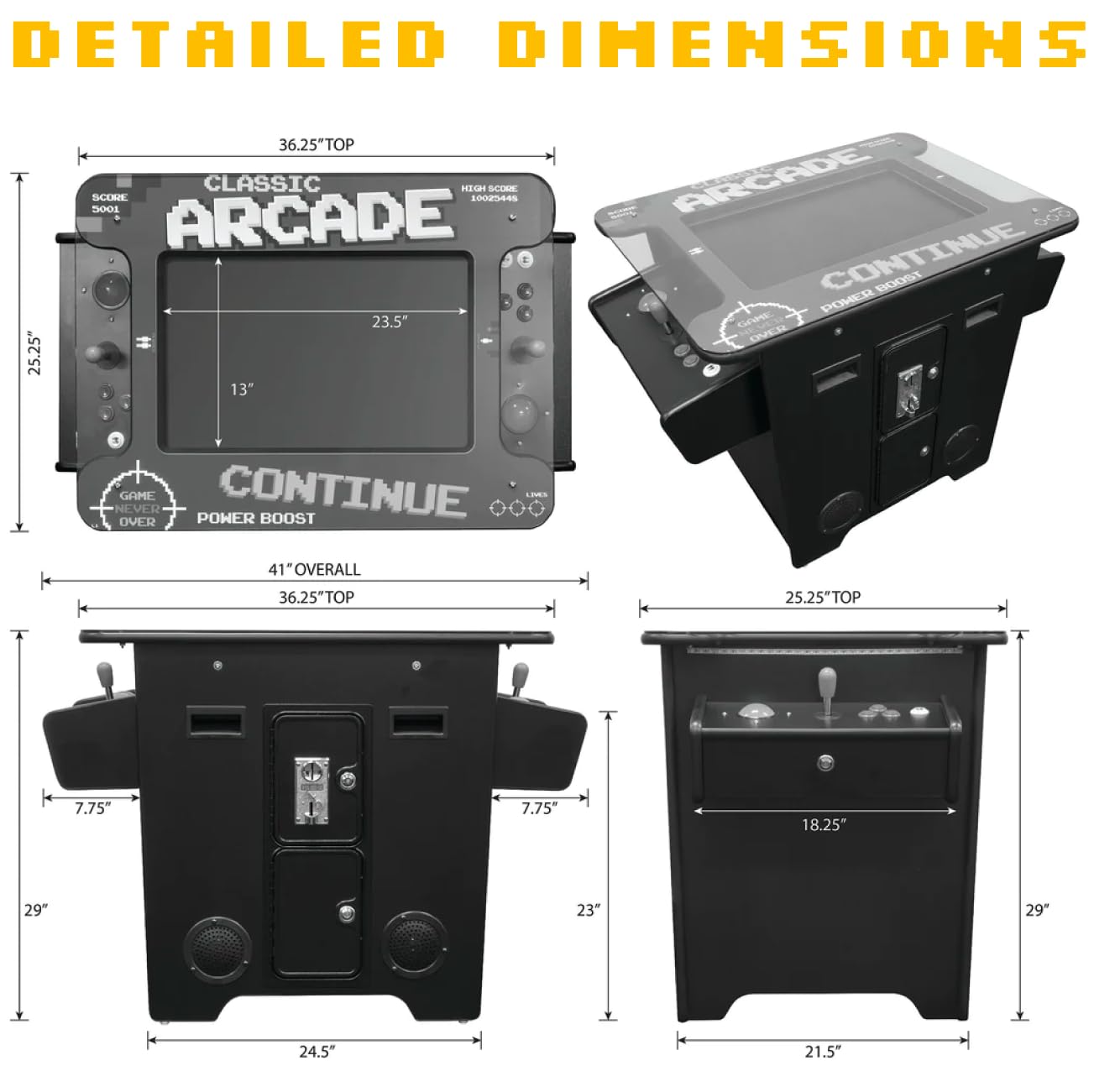 Creative Arcades Full Size Commercial Grade Cocktail Arcade Machine | 2 Player | 412 Games | 22" LCD Screen | Square Glass Top | LED | 2 Sanwa Joysticks | Trackball | 2 Stools | 3 Year Warranty