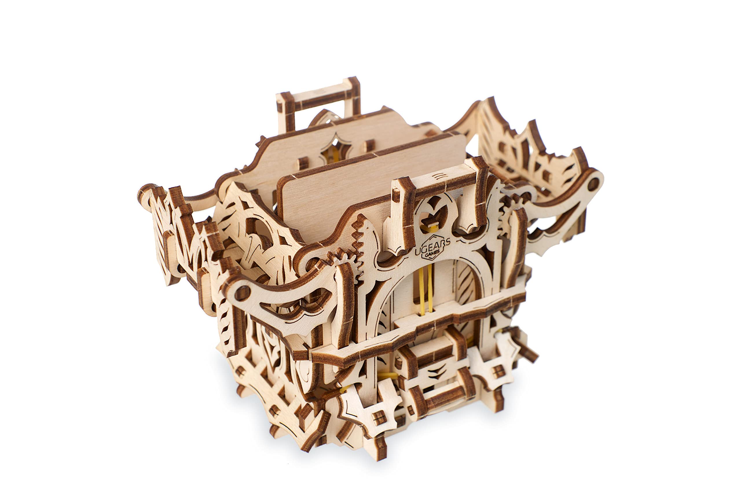 UGEARS 3D Puzzle for Board Games – Deck Box for up to 120 Game Cards - Unique Mechanical Devices for Family Tabletop Role-Playing Games - Wooden Construction Kits for Adults