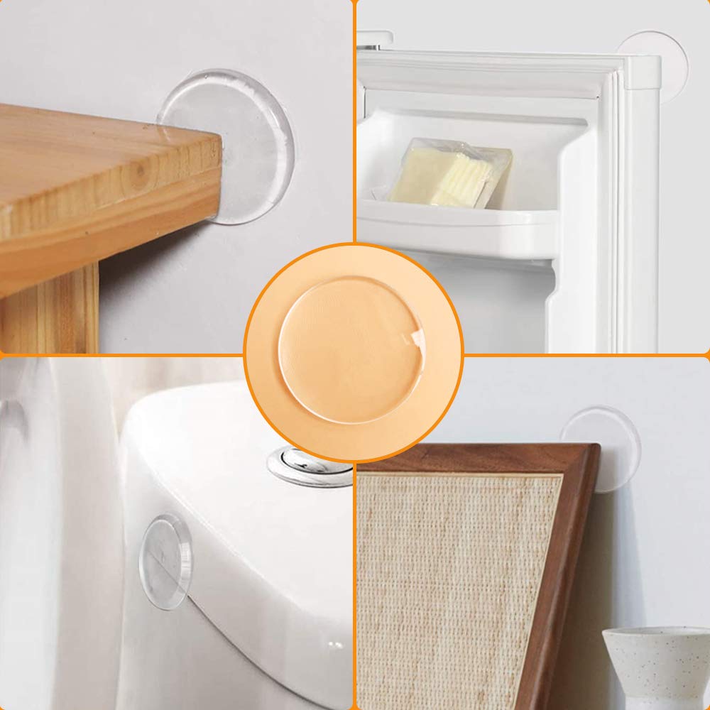 Door Stopper Wall Protector (9pack) - Adhesive Reusable Bumper Protector - Clear, Quiet, Shock Absorbent Gel, Wall Shield & Silencer for Door Handle - Door Knob Safety Cover (Clear, 1.97inch)