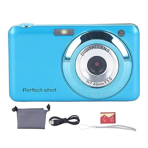 Digital Camera, 2.7in 48MP 8X Digital Zoom Point and Shoot Camera, Video Camera with Anti Shake Vlogging Camera for Night, Portrait, etc (Blue)