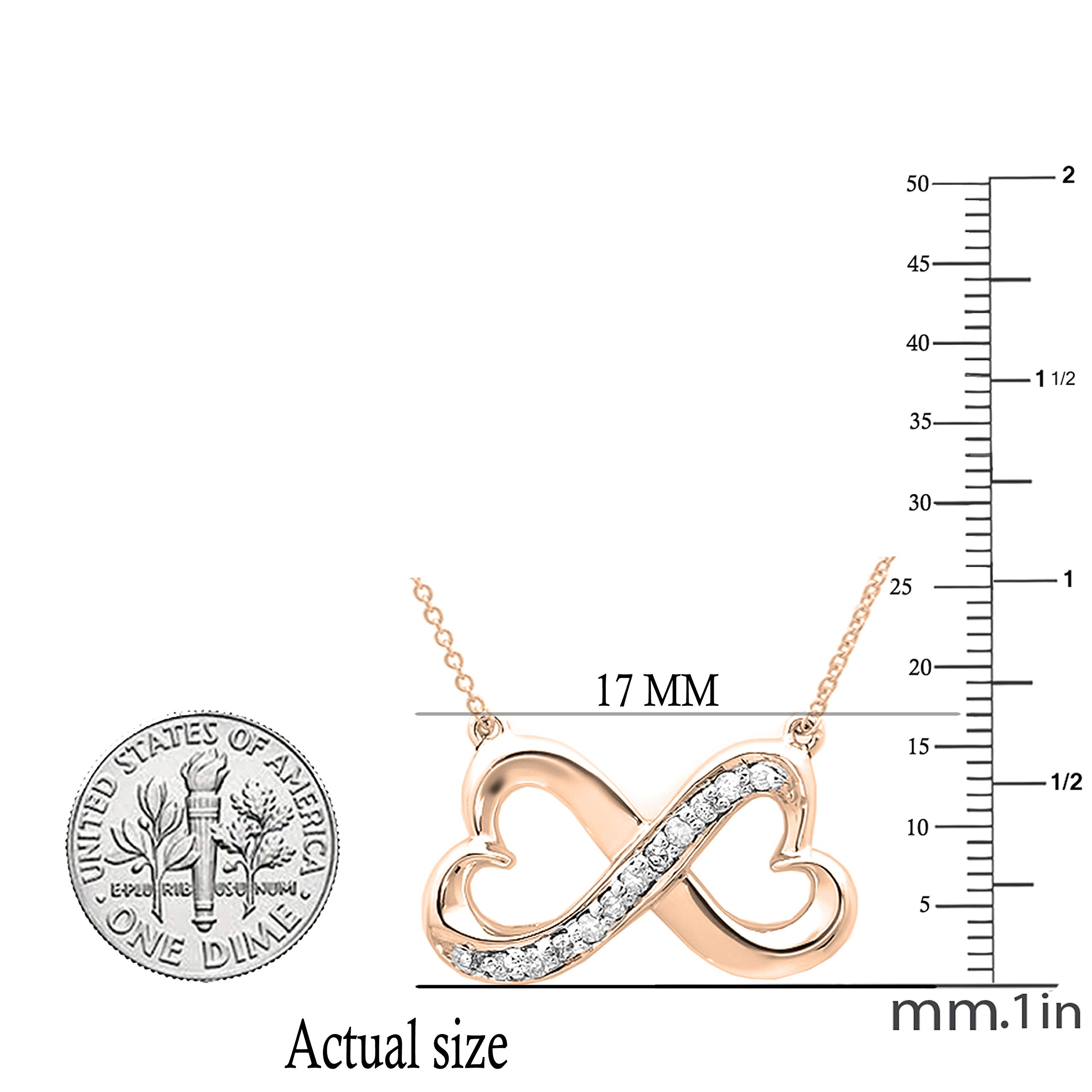 Dazzlingrock Collection 0.10 Carat (ctw) 10K Round Diamond Ladies Double Heart Infinity Pendant 1/10 CT, Rose Gold