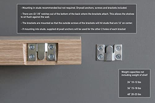 Urban Legacy Modern Hardwood Floating Accent Shelves | Set of 2 | Torched Finish (24" x 7" x 2", Torched Oak)