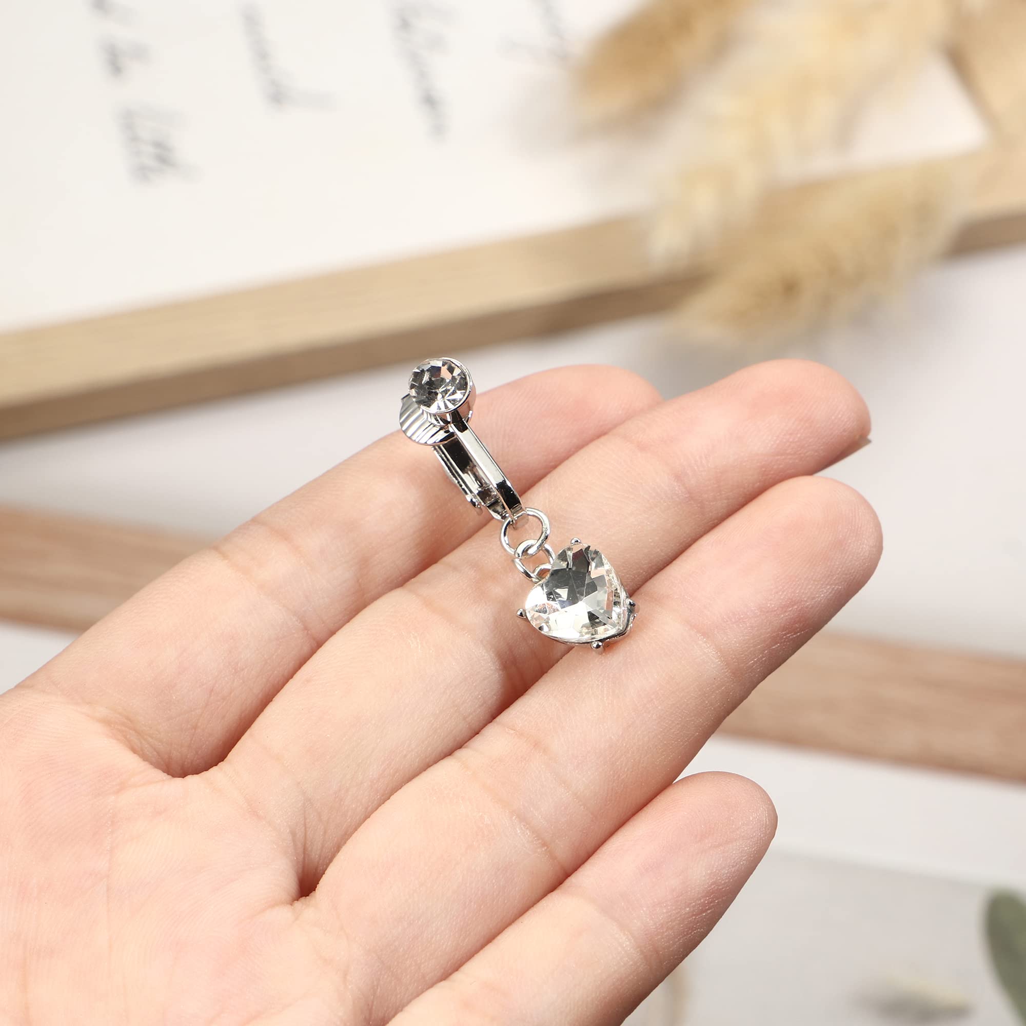 Florideco Fake Belly Ring for Women Navel Ring Non Piercing Clip On Belly Piercing Fake Belly Button Piercing