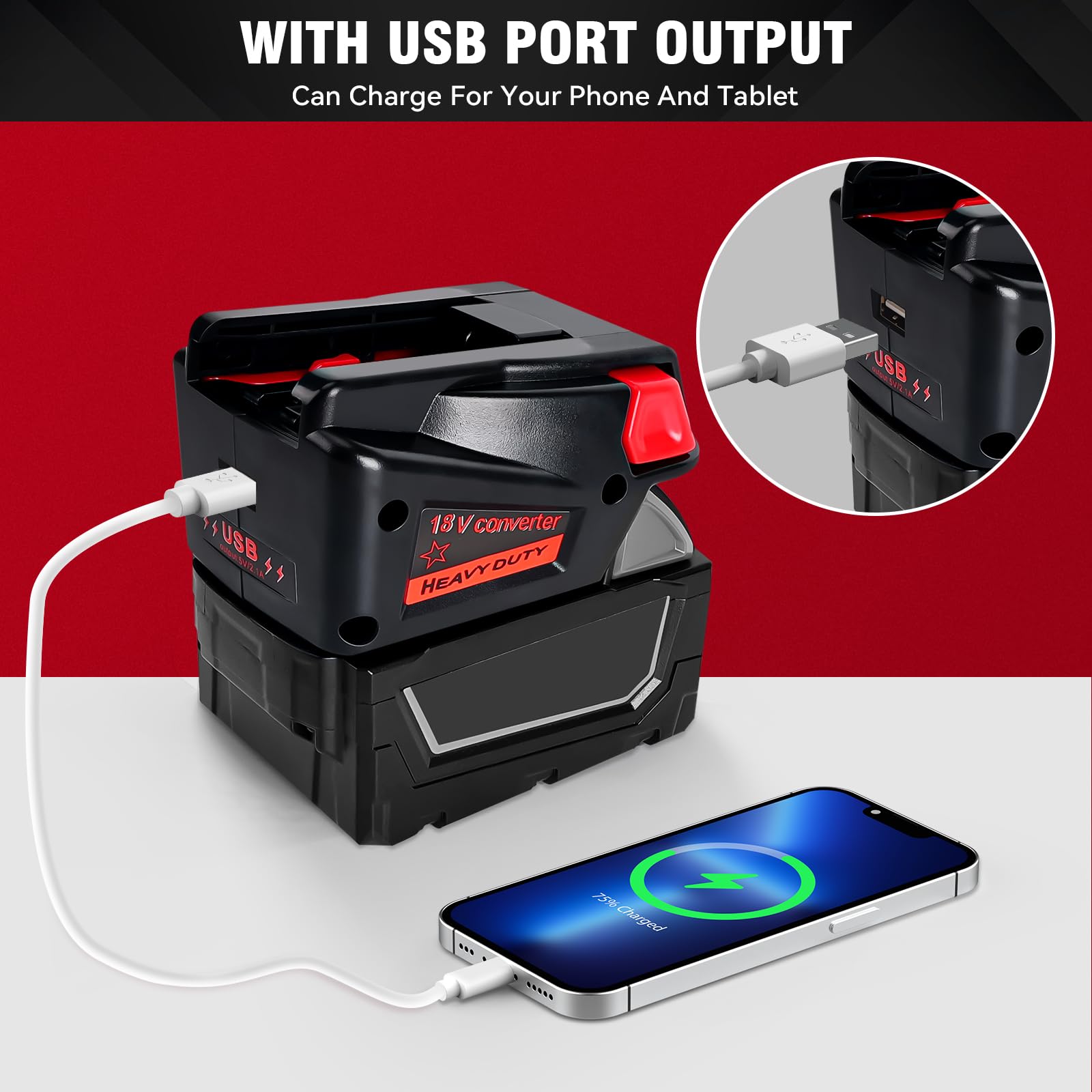 for Milwaukee M18 Battery Adapter Convert for Milwaukee V18 48-11-1830 48-11-2200 48-11-223 USB Converter Power Tool