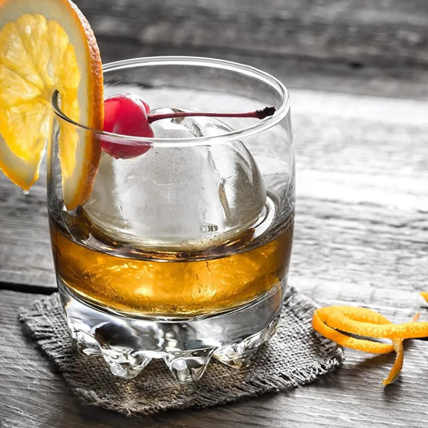 Crethinkaty Ice Cube Trays, Whiskey Ice Ball Mold, Sphere Ice Ball Maker with Lid, Easy Release Round Ice Cube Mold for Whiskey, Cocktails & Bourbon