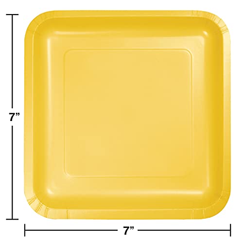 Creative Converting Touch of Color 18 Count Square Paper Lunch Plates, School Bus Yellow , 7.25" -