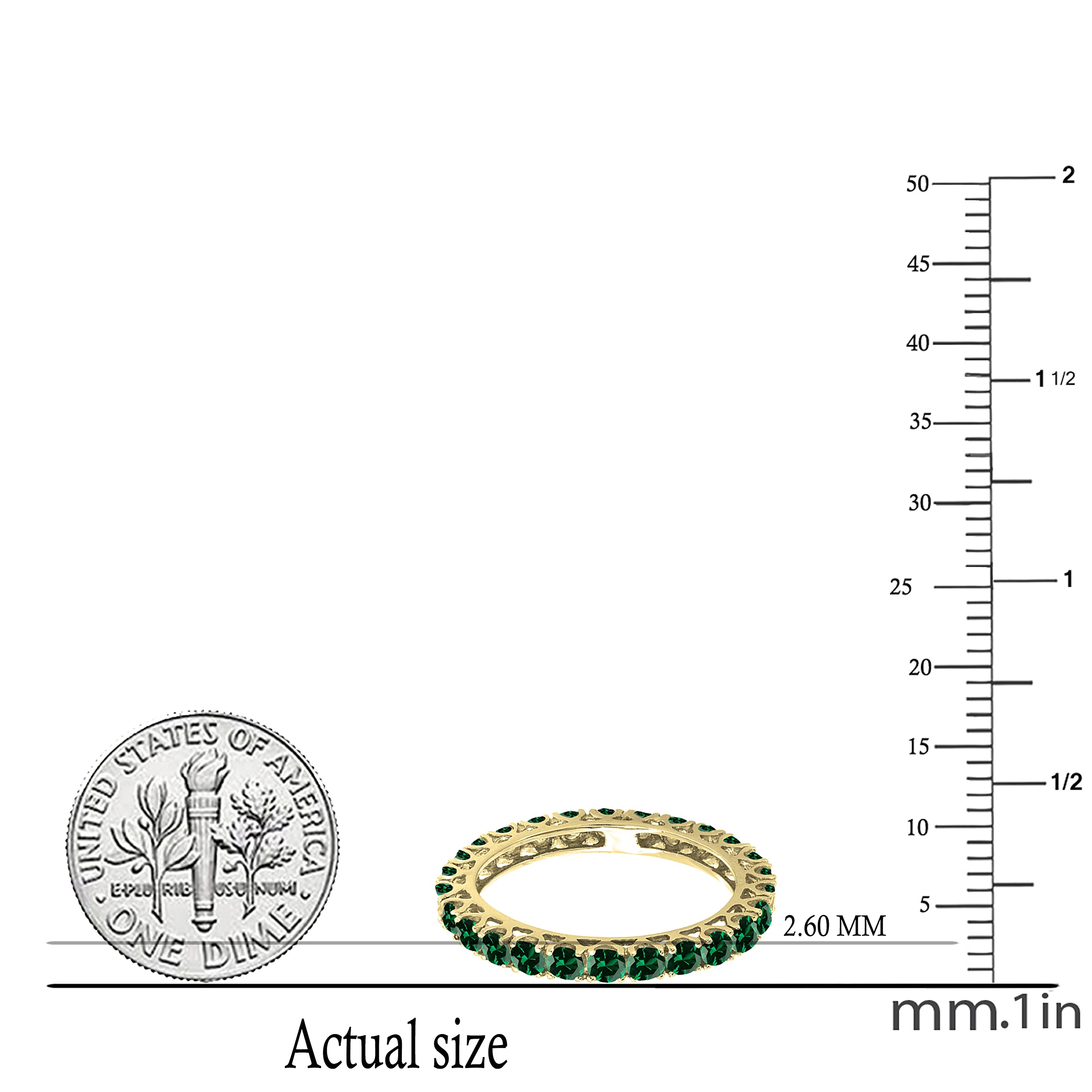 Dazzlingrock Collection Round Lab Created Emerald Ladies Full Eternity Wedding Stackable Ring Band | 14K Yellow Gold, Size 6