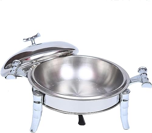 Stainless Steel Chafing Dish Fuel Holders, Round Catering Buffet Warming Container Server Tray, with Food Pan and Lid, for Party or Banquet