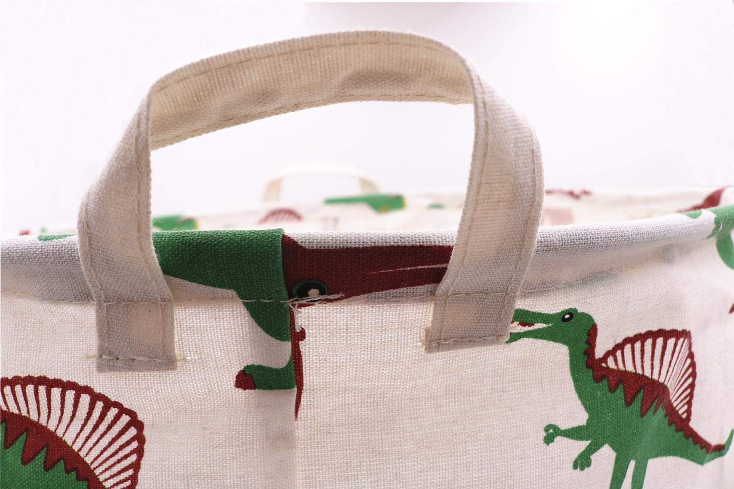 Dinosaur Laundry Basket Extra Large 19.7 x 15.7 Inch, ZUEXT 63L Canvas Fabric Collapsible Clothes Bin,Waterproof Laundry Hamper, Nursery Toy Bins, Kids Boys Girls Storage Baskets for Bedroom