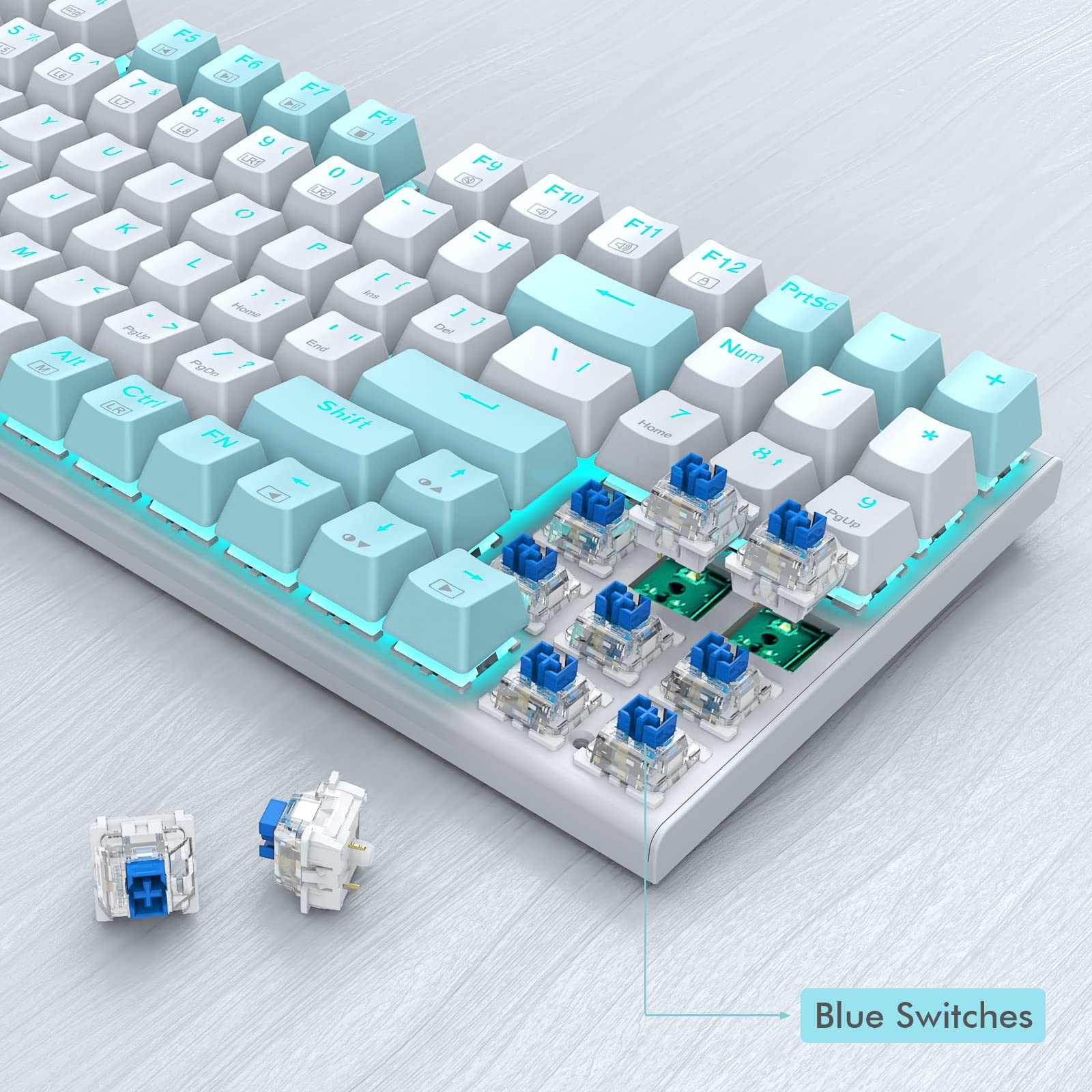 E-YOOSO Mechanical Keyboard, Wired Compact Computer Keyboard, Backlit Gaming Keyboard 94 Keys with Arrow Keys & Numpad for PC/Mac Gamer, Typist, Blue Switch