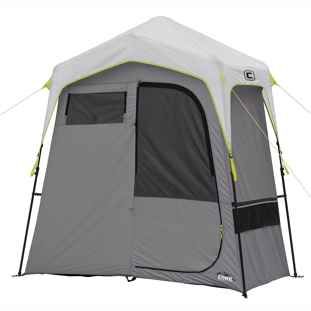 CORE Instant Cabin Shower Tent | 2 Room Camping Utility Tent with Changing Privacy Room | Portable Large Pop Up Tent with Easy 60 Second