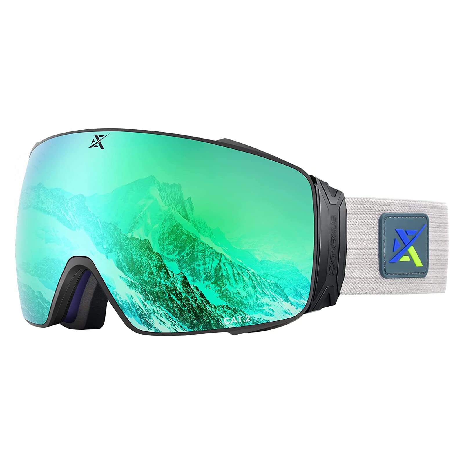 Extremus Cornice Ski Goggles, OTG Snow Sports Goggles, Wide View Snowboard Snow Goggles for Men & Women, Matt Black Frame, Ruby Lens