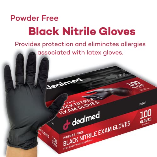 Dealmed Black Nitrile Exam Gloves β Disposable Multi-Purpose Use Medical Gloves Use for First Aid and Medical Facilities, 100 Count (Medium, Pack of 10)