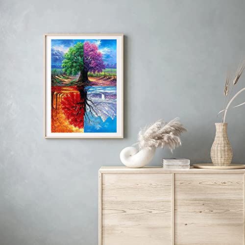 Stamped Cross Stitch Tree Counted Cross Stitch Kits Beginners Cross Stitch Kits for Adults 11CT DIY Embroidery Needlepoint Counted Kits for Home Decor 12x16inch