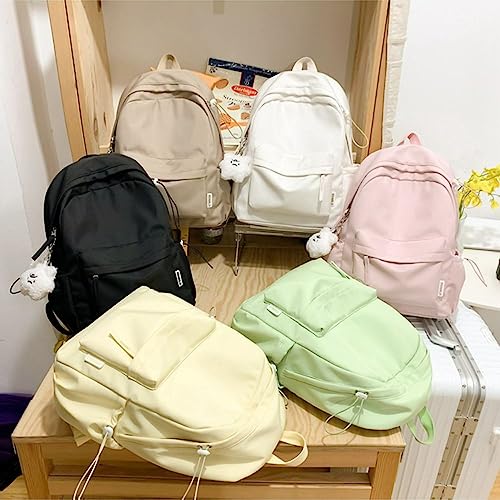MadGrandeur Aesthetic Backpacks for Girls Kawaii Backpack School Backpack Cute Bookbag Plain Preppy Bag Casual (Black)