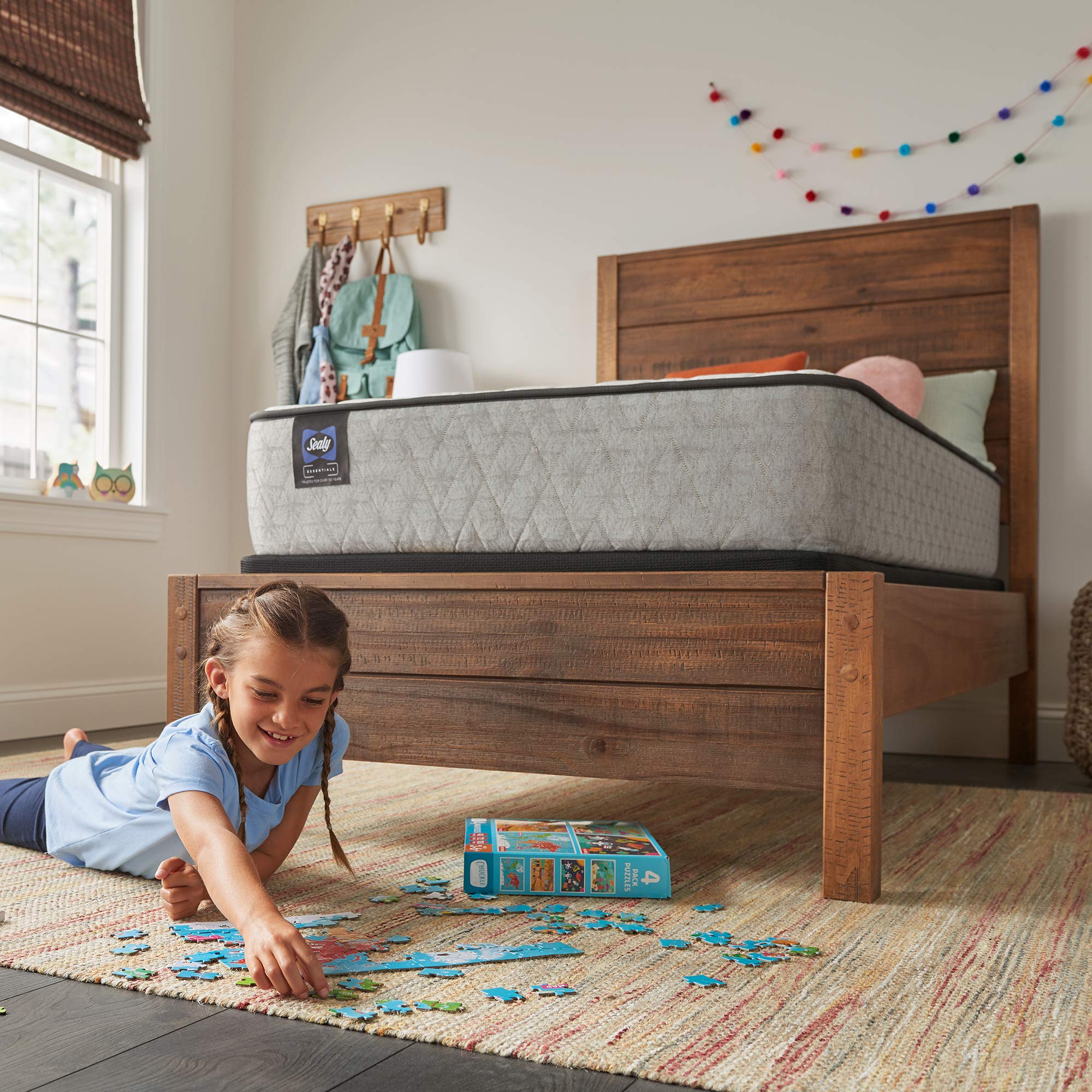 Sealy Essentials Spring Summer Elm Firm Feel Mattress and 5-Inch Foundation, Twin XL