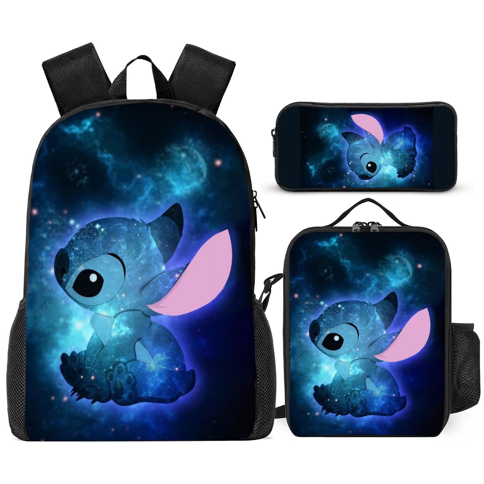 dvyuwhe 3pcs Cute Backpack Set for Boys Girls,Cartoon Backpack with Adjustable Lunch Bag And Pencil Case for Work/Travel