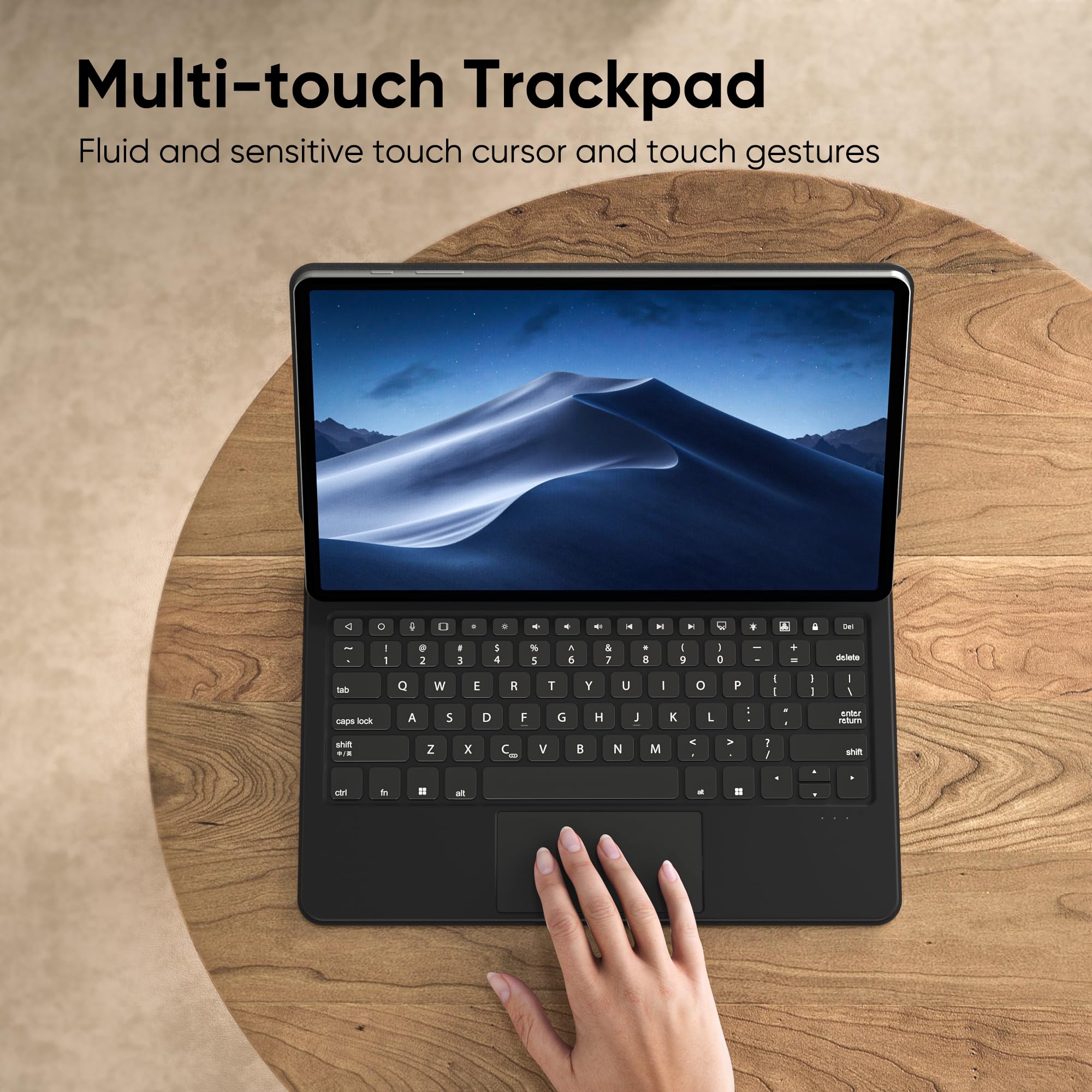 doqo for Samsung Galaxy Tab S7 FE Keyboard case 12.4“ Magnetic Galaxy Tab S7 FE 5G 2021 Case with Keyboard with Touchpad Bluetooth Backlit Floating Cantilever Stand, Slim Cover Folio Tablet Black