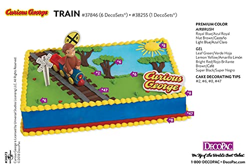 DecoSet® Curious George Train Cake Topper, 4-Piece Set, Keepsake Figures for Hours of Fun, Create an Adorable Birthday Centerpiece
