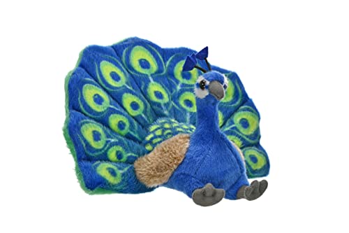 WILD REPUBLIC Peacock Plush, Stuffed Animal, Plush Toy, Kids Gifts, Cuddlekins, 8 Inches,Blue