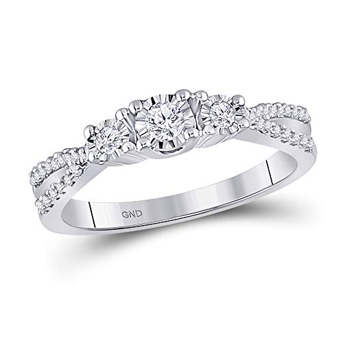 Dazzlingrock Collection 10kt White Gold Womens Round Diamond 3-stone Bridal Wedding Engagement Ring 1/3 ctw