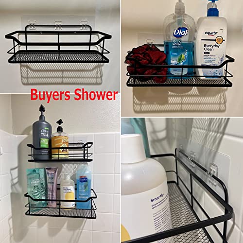 steauty Shower Caddy,3-Pack Bathroom Organizer, Unique Mesh Bottom Design of Shower Shelves, 2 Install Methods(Self Adhesive & Screw),Black Shower Shelf for Inside Shower